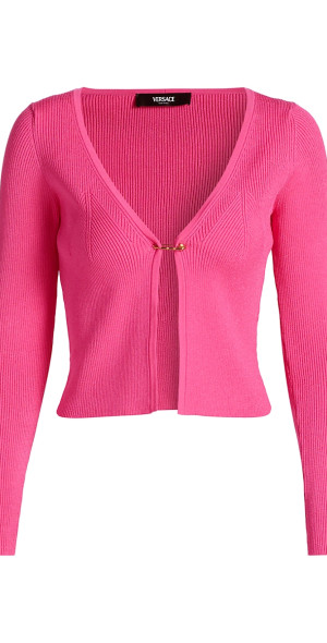 Versace - Women's Rib-Knit Safety Pin Cardigan
