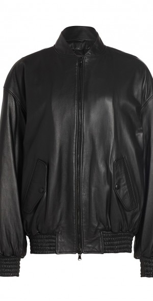WARDROBE.NYC - Women's Oversized Leather Bomber Jacket