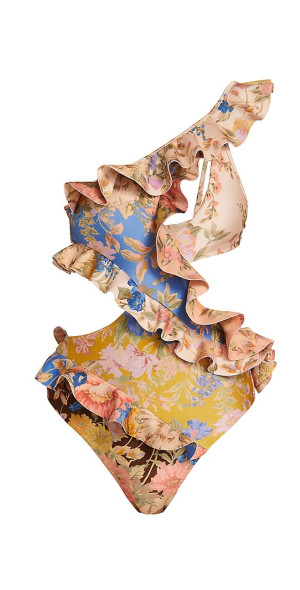 Zimmermann - Women's August Asymmetric Frill One-Piece Swimsuit