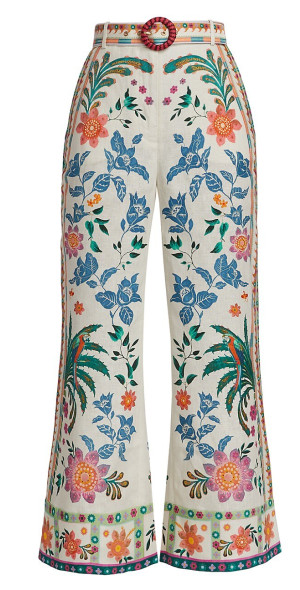 Zimmermann - Women's Ginger Floral Cropped Flare Linen Pants