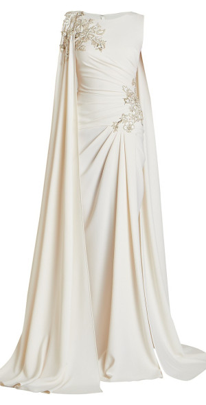 Zuhair Murad - Women's Embroidered Cady Cape Gown