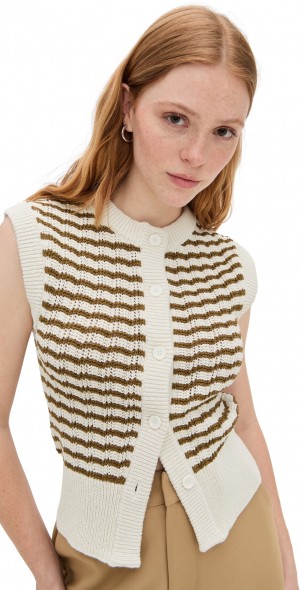 A.L.C. - A. L.C. Margo Top Parchment/Aged Bronze Stripe S