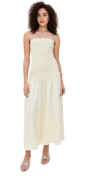 Arianne Elmy - Strapless Smocked Parlour Dress Mellow Yellow M