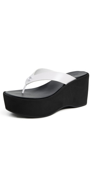 Coach - Sculpted C Platform Flip Flops Optic White/Black 6