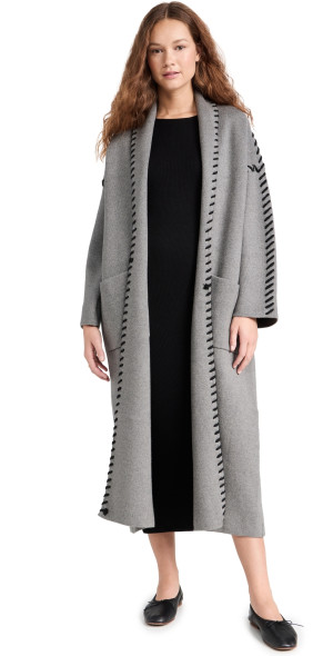 endless rose - Whip Stitched Long Knit Cardigan Grey/Black M
