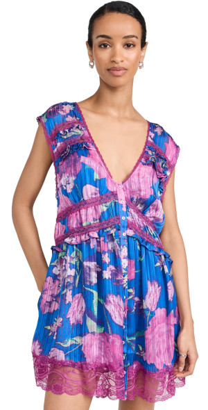 Free People - Spring Fling Mini Dress Ultra Violet Combo M