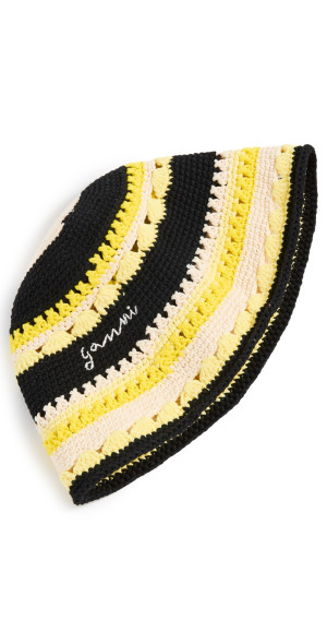 GANNI - Cotton Crochet Bucket Hat Golden Kiwi M/L