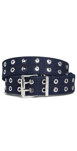GANNI - Double Eyelet Denim Belt Dark Navy M/L