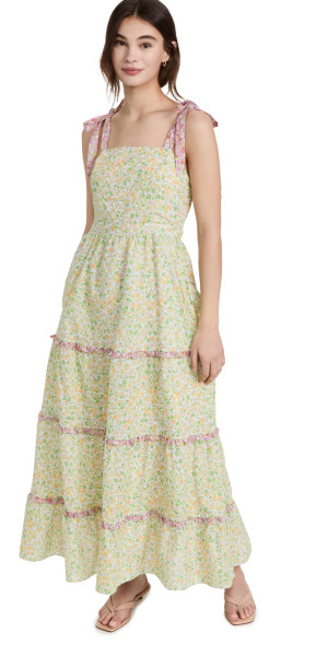 Lost + Wander - Lost + Wander Cecilia Maxi Dress White Green Floral S