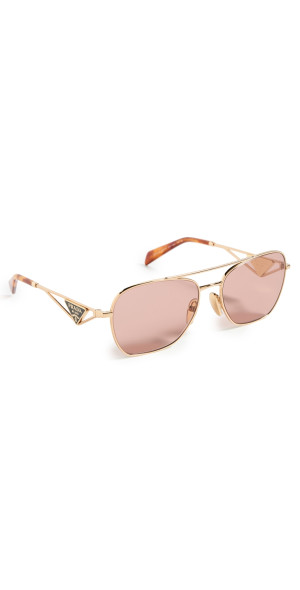 Prada - Triangle Logo Aviators Gold Dark Violet One Size