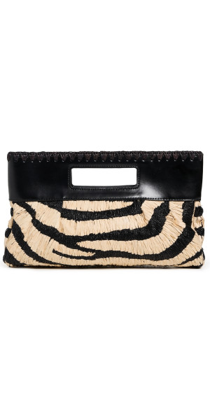STAUD - Lena Clutch Zebra Raffia One Size