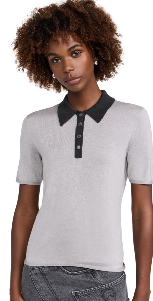 Theory - Contrast Polo Light Grey/Charcoal M