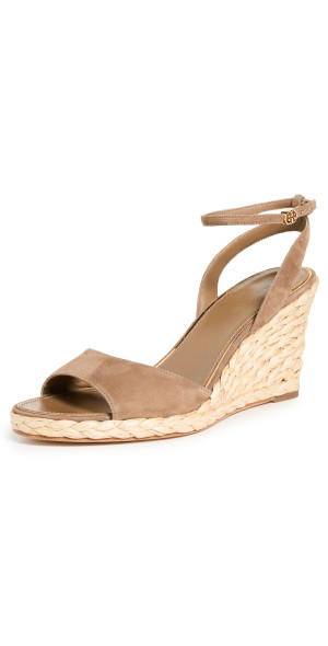 Tory Burch - Raffia Wedge Sandals 80mm River Rock 7