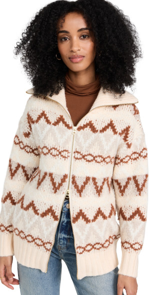 Varley - Brooke Fair Isle Knit Jacket Whitecap Mountain Fairisle M