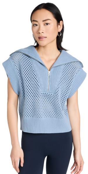 Varley - Mila Half Zip Knit Sweater Ashley Blue M