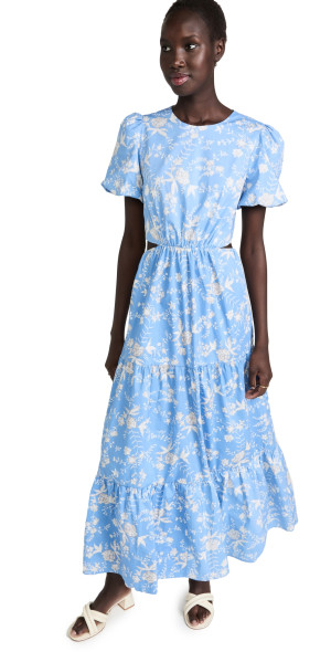 WAYF - Plaza Cut Out Maxi Dress Sky Blue Toile XS