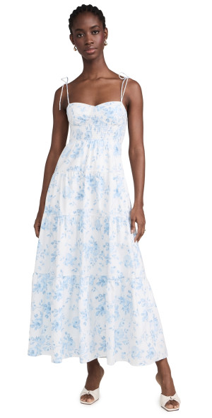 WAYF - Rachelle Tiered Dress BLUE TOILE ROSES XL