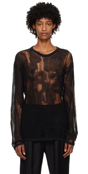 032c - Black Porous Sweater