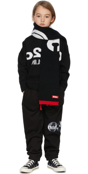 032c - SSENSE Exclusive Kids Black Smiley Logo Lounge Pants