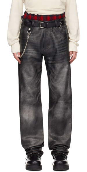 424 - Black Faded Leather Pants