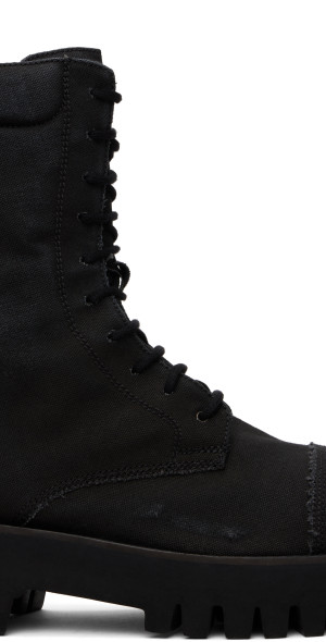 424 - Black X Canvas Boots