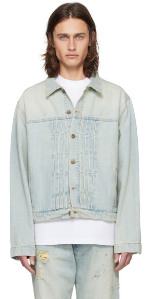 424 - Blue Pleated Denim Jacket