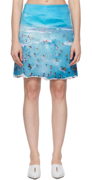 ABRA - Blue Poster Denim Miniskirt