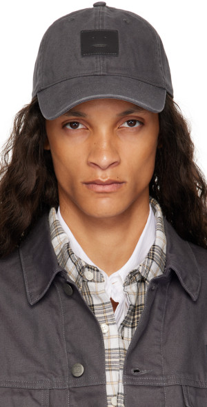 Acne Studios - Gray Leather Face Patch Cap