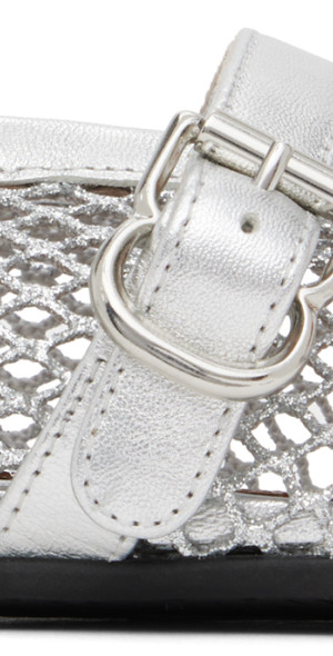 ALAÏA - Silver Fishnet Ballerina Flats