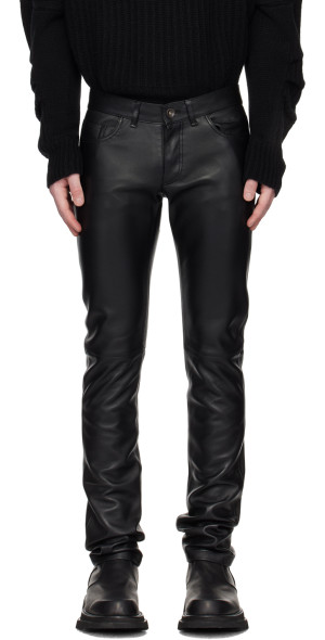 ALTU - Black Straight-Leg Leather Pants