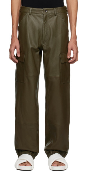 ALTU - Khaki Cargo Pocket Leather Pants