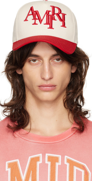 AMIRI - Beige & Red Staggered 'Amiri' Canvas Cap