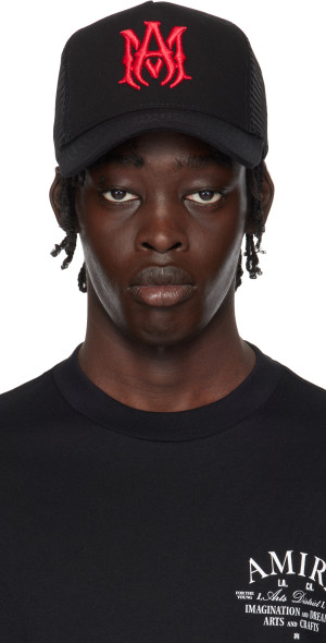 AMIRI - Black & Red MA Logo Trucker Cap