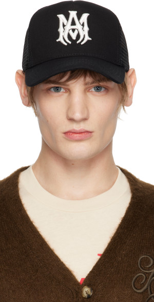 AMIRI - Black 'MA' Logo Trucker Cap