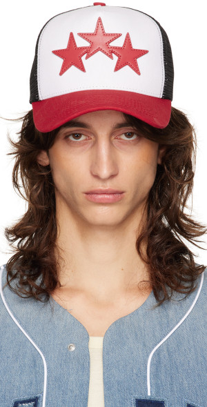 AMIRI - White & Red 3 Star Trucker Cap