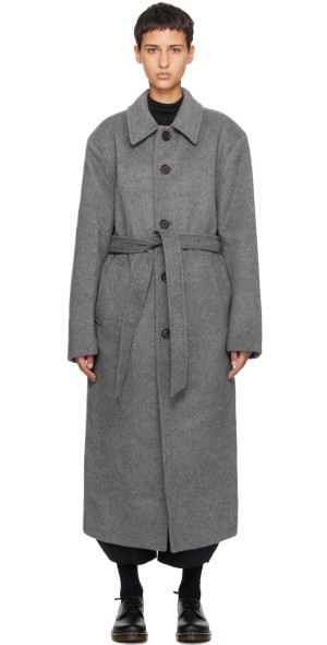AMOMENTO - Gray Belted Coat