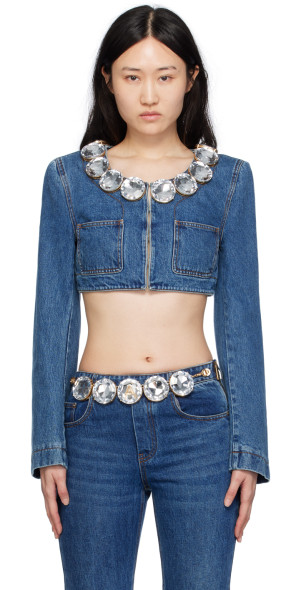 AREA - Blue Jumbo Crystal Denim Jacket