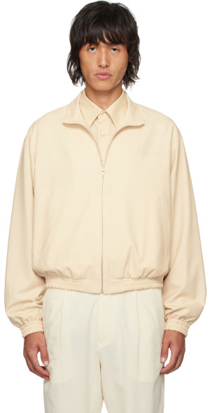 AURALEE - Beige Superfine Tropical Wool Bomber Jacket