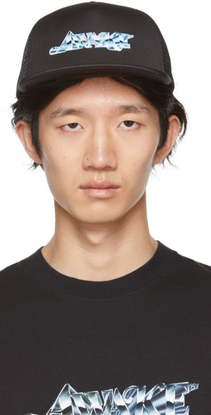 Awake NY - Black Chrome Logo Trucker Cap