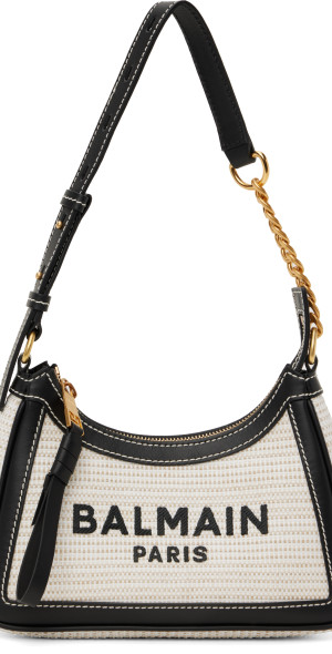 Balmain - Beige Raffia B-Army Shoulder Bag