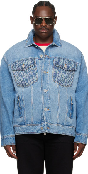 Balmain - Blue Monogram Denim Jacket