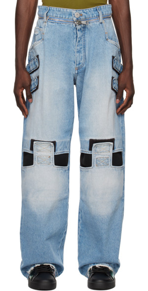 Balmain - Blue Velcro Strips Jeans