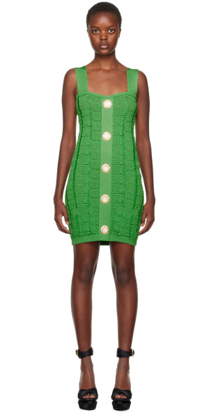 Balmain - Green Jacquard Minidress