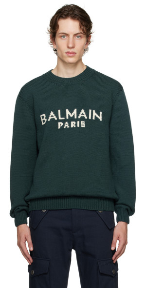 Balmain - Green Jacquard Sweater
