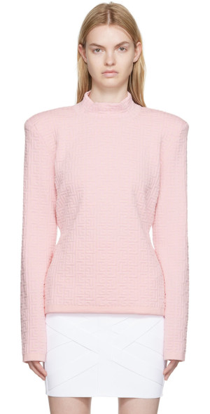 Balmain - Pink Monogram Turtleneck