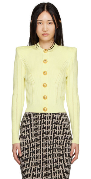 Balmain - Yellow Gold Button Cardigan
