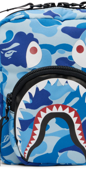 BAPE - Blue Mini ABC Camo Shark Bag