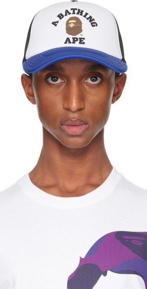 BAPE - White & Blue College Mesh Cap