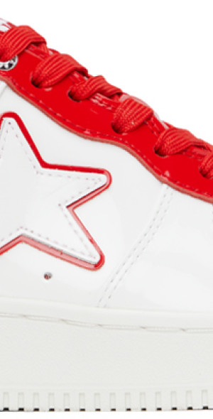 BAPE - White & Red Patent Leather Sneakers