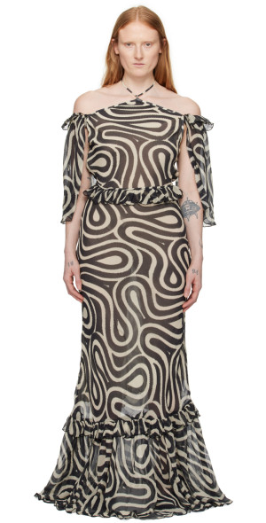 Bode - Black & Off-White Comber Maxi Dress